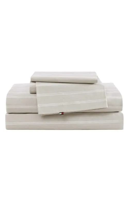 Tommy Hilfiger Effortless Stripe Cotton Percale Sheet Set - Light Beige