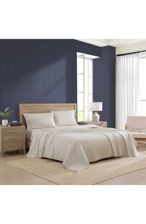 Tommy Hilfiger Effortless Stripe Cotton Percale Sheet Set - Light Beige