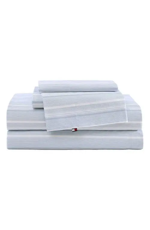 Tommy Hilfiger Sailing Stripe Cotton Percale Sheet Set - Light Blue