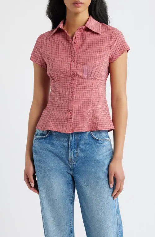 Princess Polly Cottesloe Check Print Button-up Top
