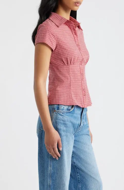 Princess Polly Cottesloe Check Print Button-up Top