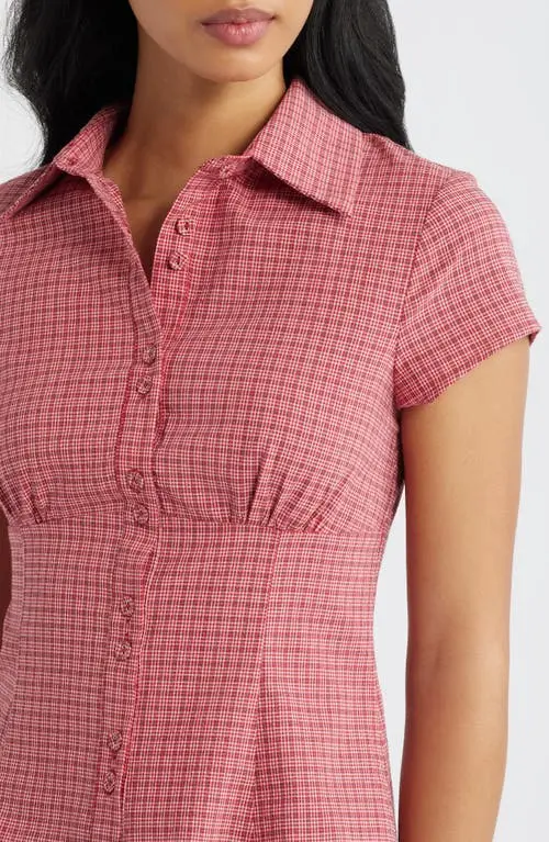 Princess Polly Cottesloe Check Print Button-up Top