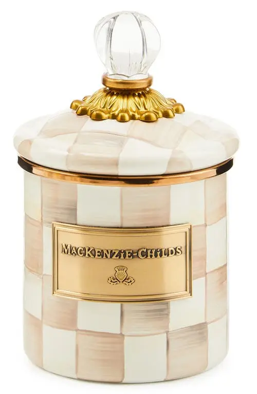 MACKENZIE-CHILDS Check Demi Enameled Steel Canister - Mocha
