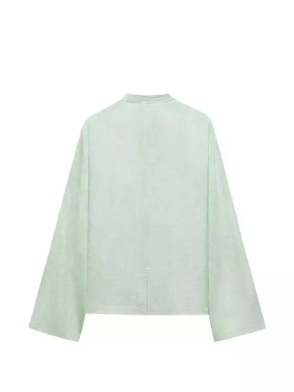 Shanghai Tang Jacquard Blouse With Gold-tone Buttons - Green