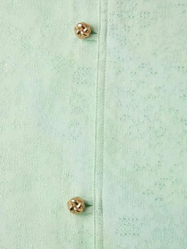 Shanghai Tang Jacquard Blouse With Gold-tone Buttons - Green