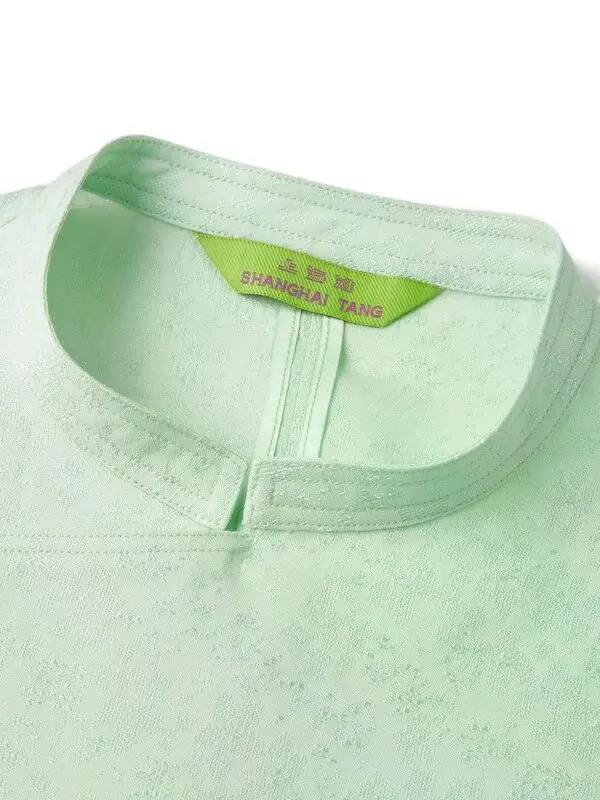 Shanghai Tang Jacquard Blouse With Gold-tone Buttons - Green