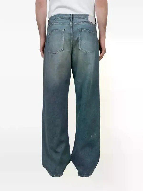 STEIN Faded Effect Wide-leg Jeans