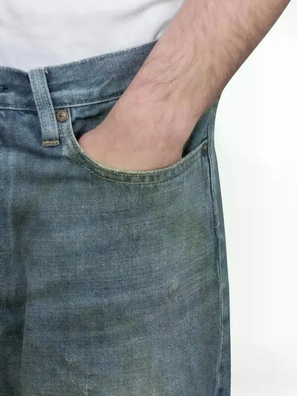 STEIN Faded Effect Wide-leg Jeans
