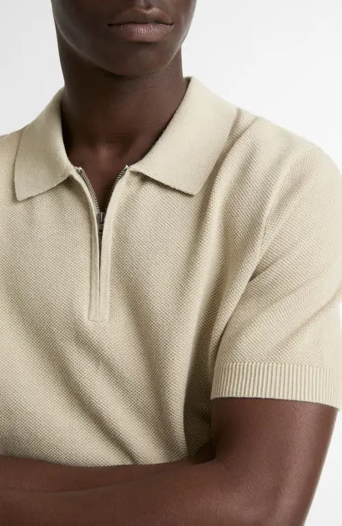Vince Piqué Zip Polo - Parchment