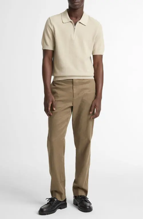 Vince Piqué Zip Polo - Parchment