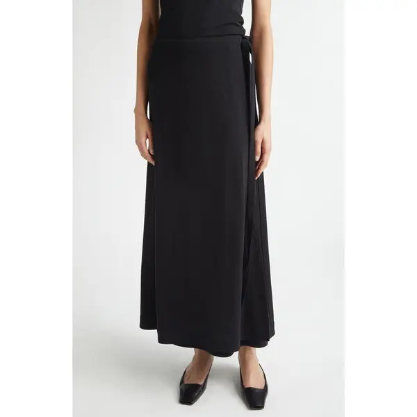 TOTEME Silk & Cotton Jersey Wrap Skirt - Black