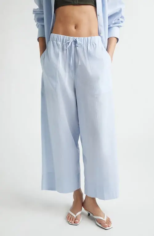 TOTEME Cotton & Linen Wide Leg Pants - Sky