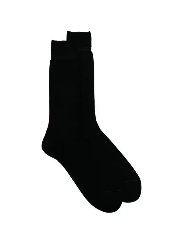 Zegna Ribbed-knit Mid-calf Socks - Black