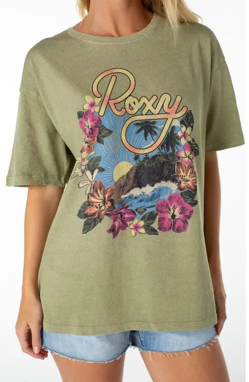 Roxy Oversize Graphic T-shirt - Sage