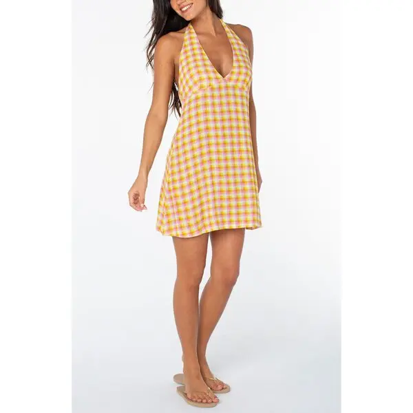 Roxy Checked Halter Mini Dress - Bodacious