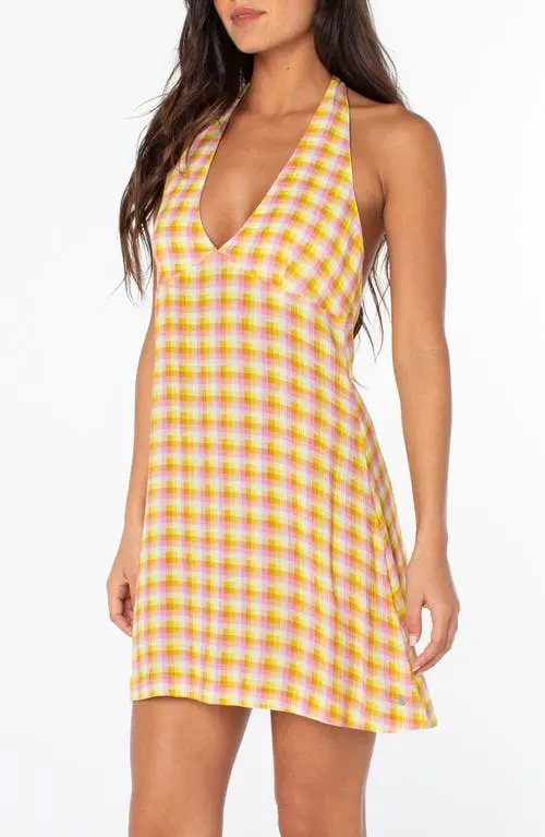 Roxy Checked Halter Mini Dress