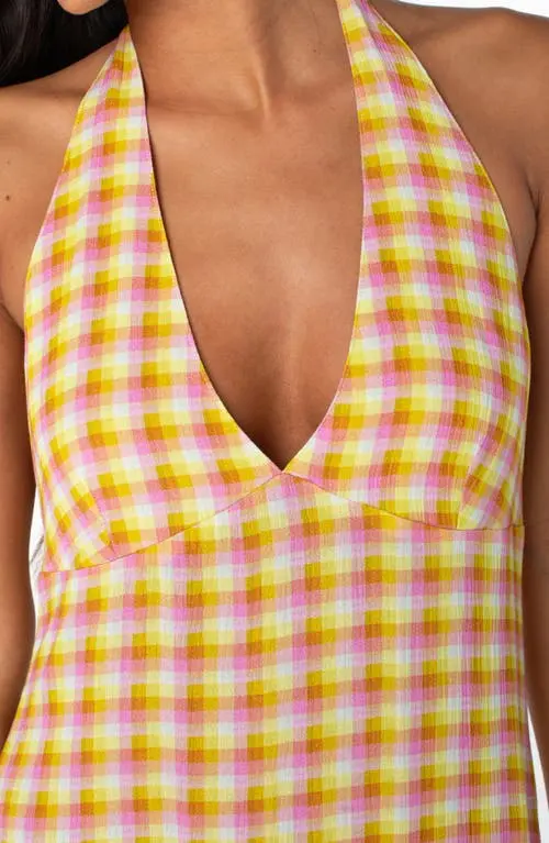 Roxy Checked Halter Mini Dress