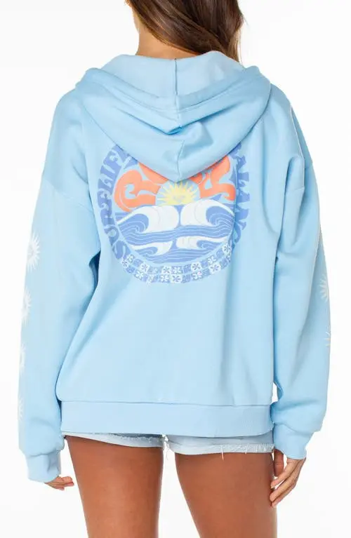 Roxy Full Zip Fleece Graphic Hoodie - Airy Blue