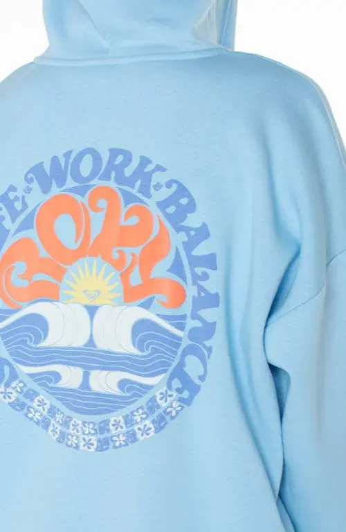 Roxy Full Zip Fleece Graphic Hoodie - Airy Blue