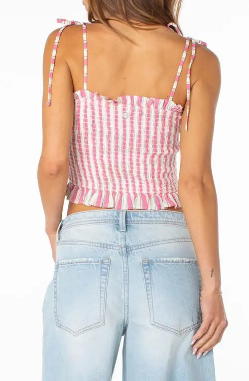Roxy Avalon Stripe Smocked Cotton Blend Crop Top