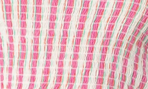 Roxy Avalon Stripe Smocked Cotton Blend Crop Top