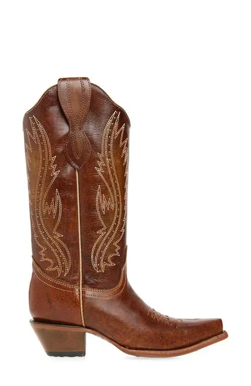 CIRCLE G Stud Embroidered Leather Western Boots