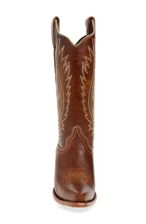 CIRCLE G Stud Embroidered Leather Western Boots