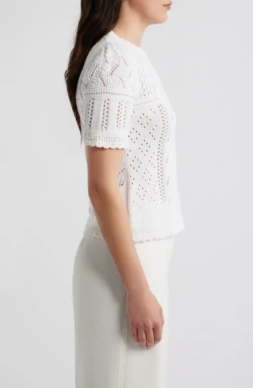Elie Tahari Lily Pointelle Knit Top