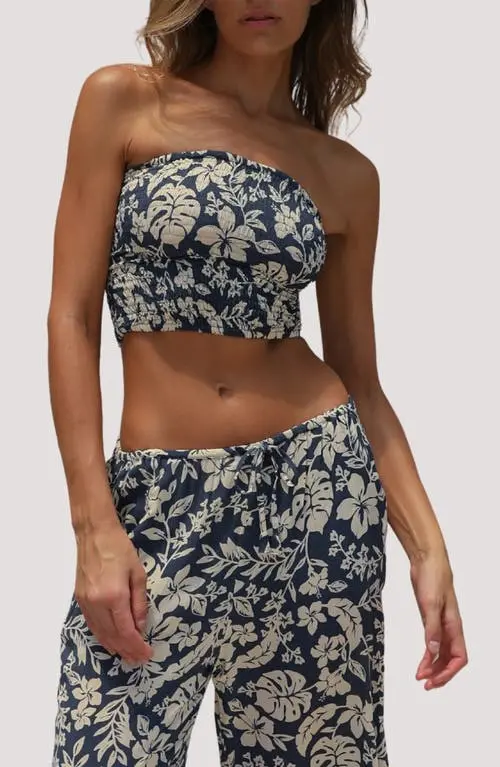 STONE FOX SWIM Strapless Shirred Tube Top - Hibisco