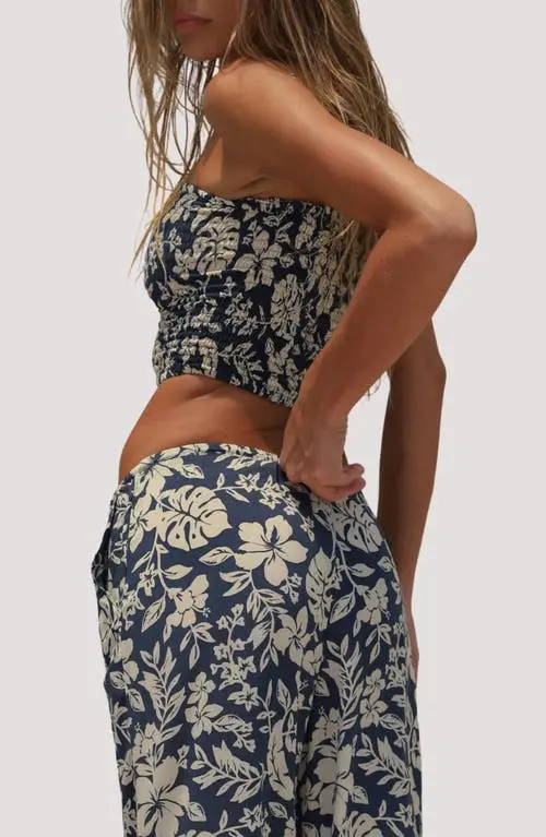 STONE FOX SWIM Strapless Shirred Tube Top - Hibisco