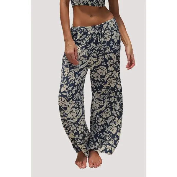 STONE FOX SWIM Koda Leopard Print Drawstring Wide Leg Pants - Hibisco
