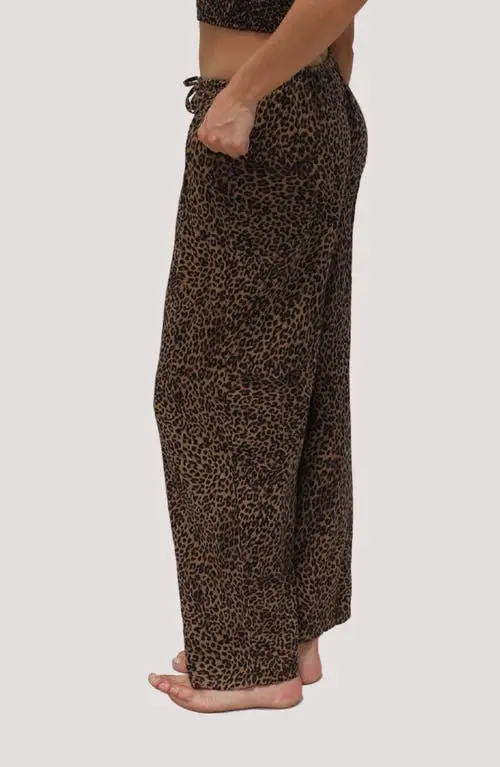STONE FOX SWIM Koda Leopard Print Drawstring Wide Leg Pants - Selva