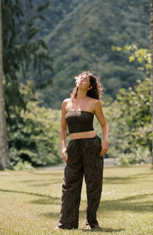 STONE FOX SWIM Koda Leopard Print Drawstring Wide Leg Pants - Selva