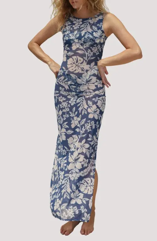 STONE FOX SWIM Konda Sheer Mesh Maxi Dress - Hibisco