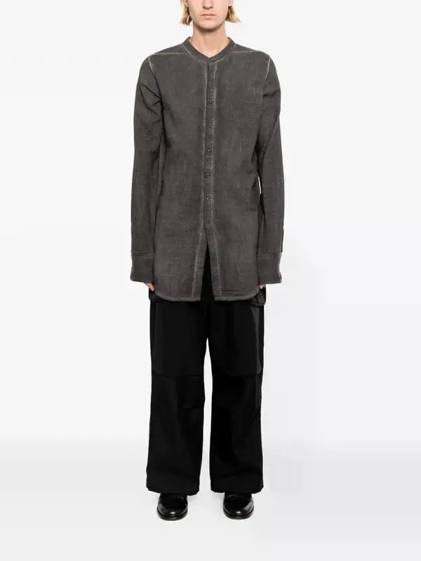ISAAC SELLAM EXPERIENCE Collarless Textured-finish Shirt