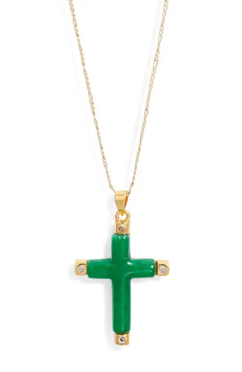 CHILD OF WILD Donatello Jade Cross Pendant Necklace - Gold