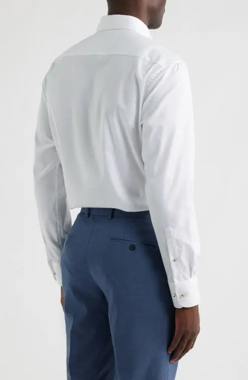 1863 BY ETERNA Modern Fit Dot Pattern Non-iron Cotton Dobby Dress Shirt - White