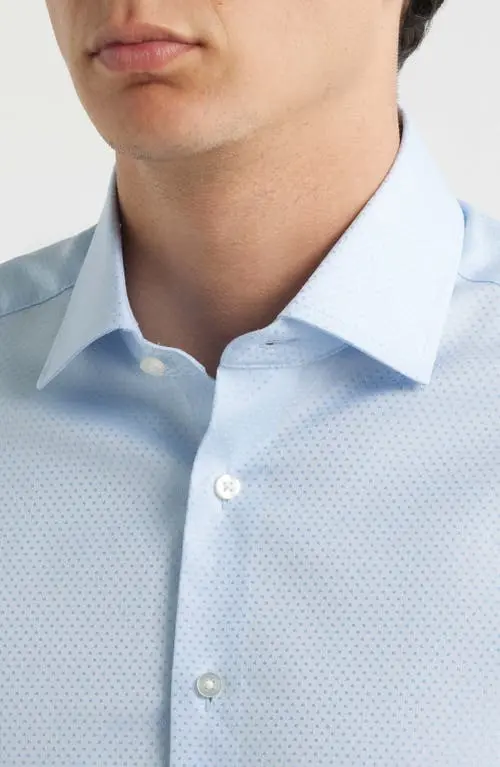 1863 BY ETERNA Slim Fit Dot Pattern Non-iron Cotton Dobby Dress Shirt - Light Blue