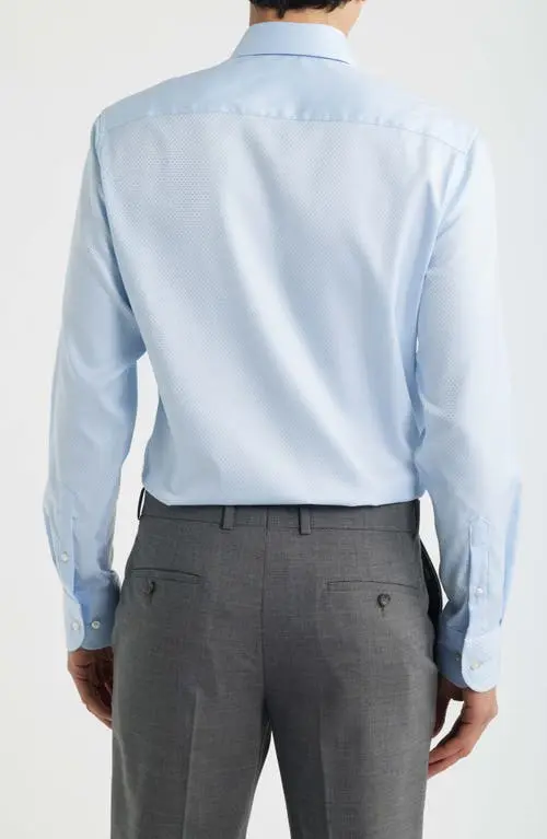 1863 BY ETERNA Slim Fit Dot Pattern Non-iron Cotton Dobby Dress Shirt - Light Blue