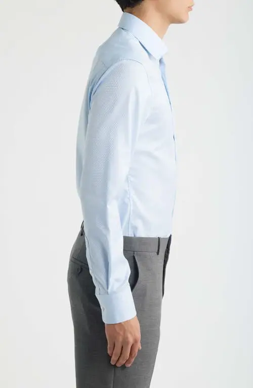 1863 BY ETERNA Slim Fit Dot Pattern Non-iron Cotton Dobby Dress Shirt - Light Blue