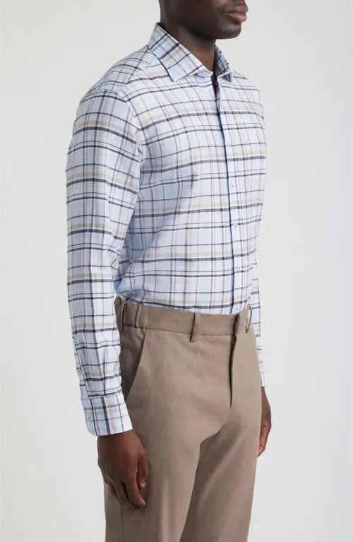 1863 BY ETERNA Soft Luxury Modern Fit Check Non-iron Dress Shirt