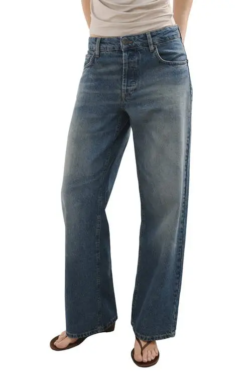 Mango Low Rise Straight Leg Jeans - Medium Blue