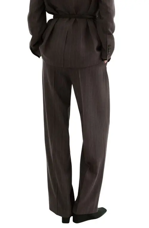 Mango Pleated Pinstripe Suit Trousers - Chocolate