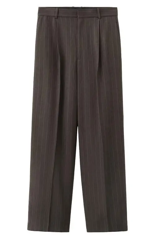 Mango Pleated Pinstripe Suit Trousers - Chocolate