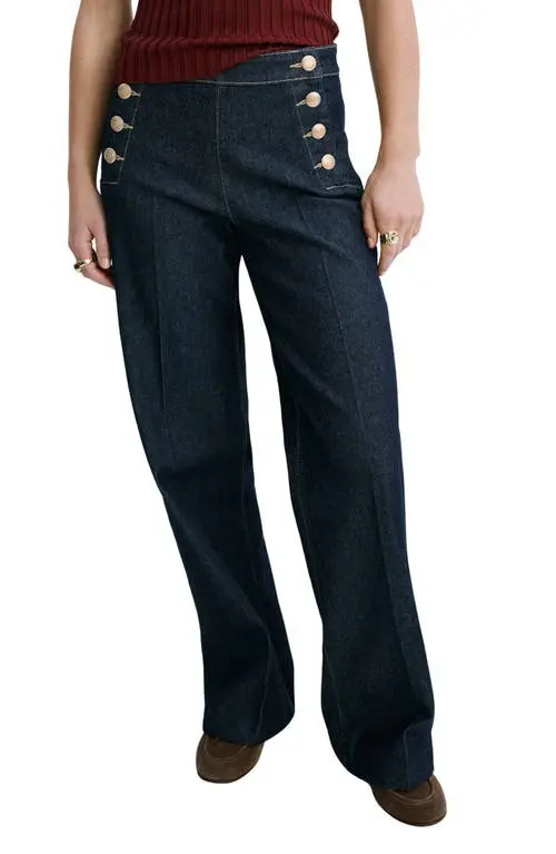Mango Sailor Wide Leg Jeans - Open Blue