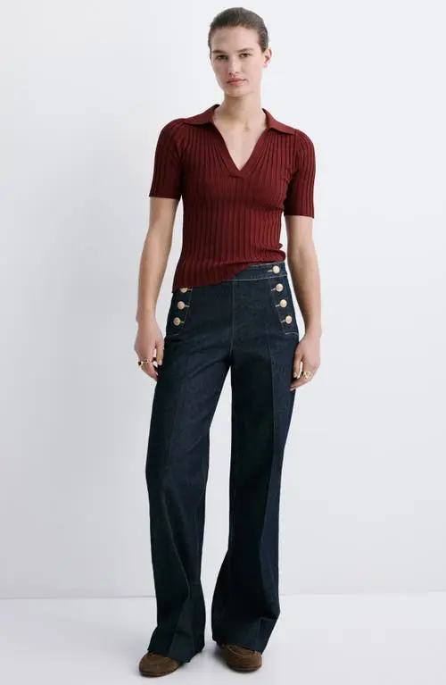 Mango Sailor Wide Leg Jeans - Open Blue