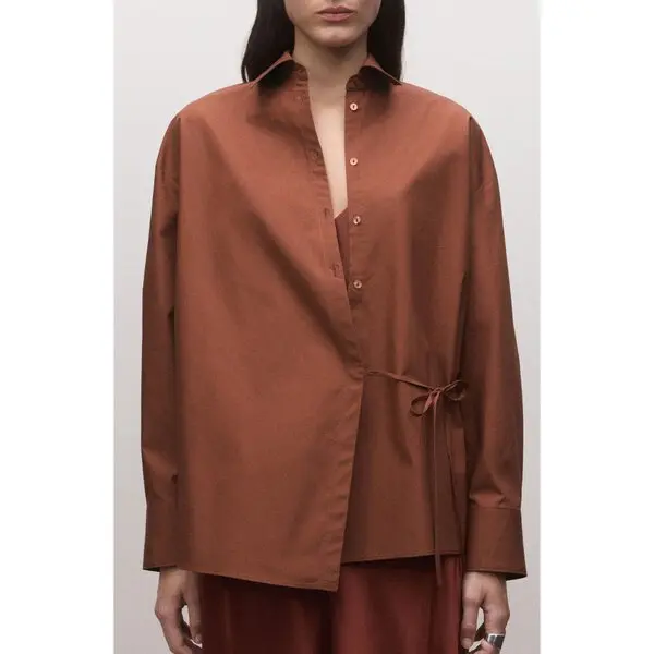 Mango Oversize Faux Wrap Cotton Shirt