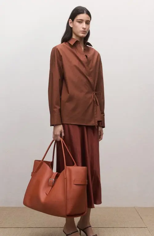 Mango Oversize Faux Wrap Cotton Shirt