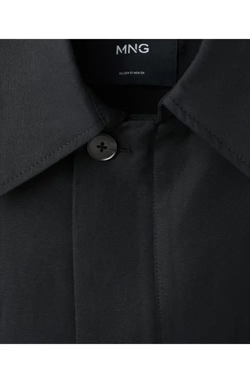 Mango Cotton & Linen Blend Zip Jacket - Black