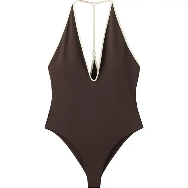 Mango Plunge Racerback One-piece Swimsuit - Chocolate